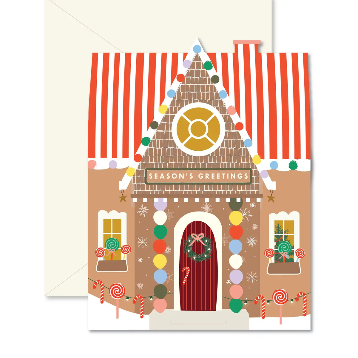 Ginger P Designs Gingerbread House Die-Cut Holiday Greeting Card ...
