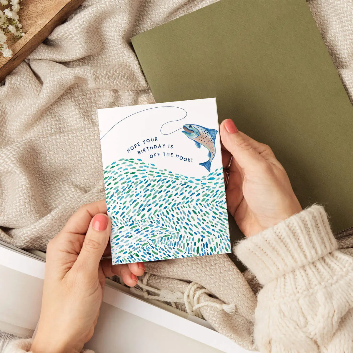 Watercolor Wednesday Off the Hook Fishing Birthday Greeting Card ...