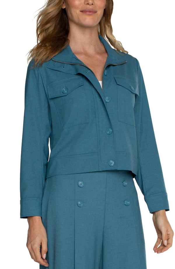 Liverpool Cropped Utility Jacket - Ocean Blue – Bailey Road
