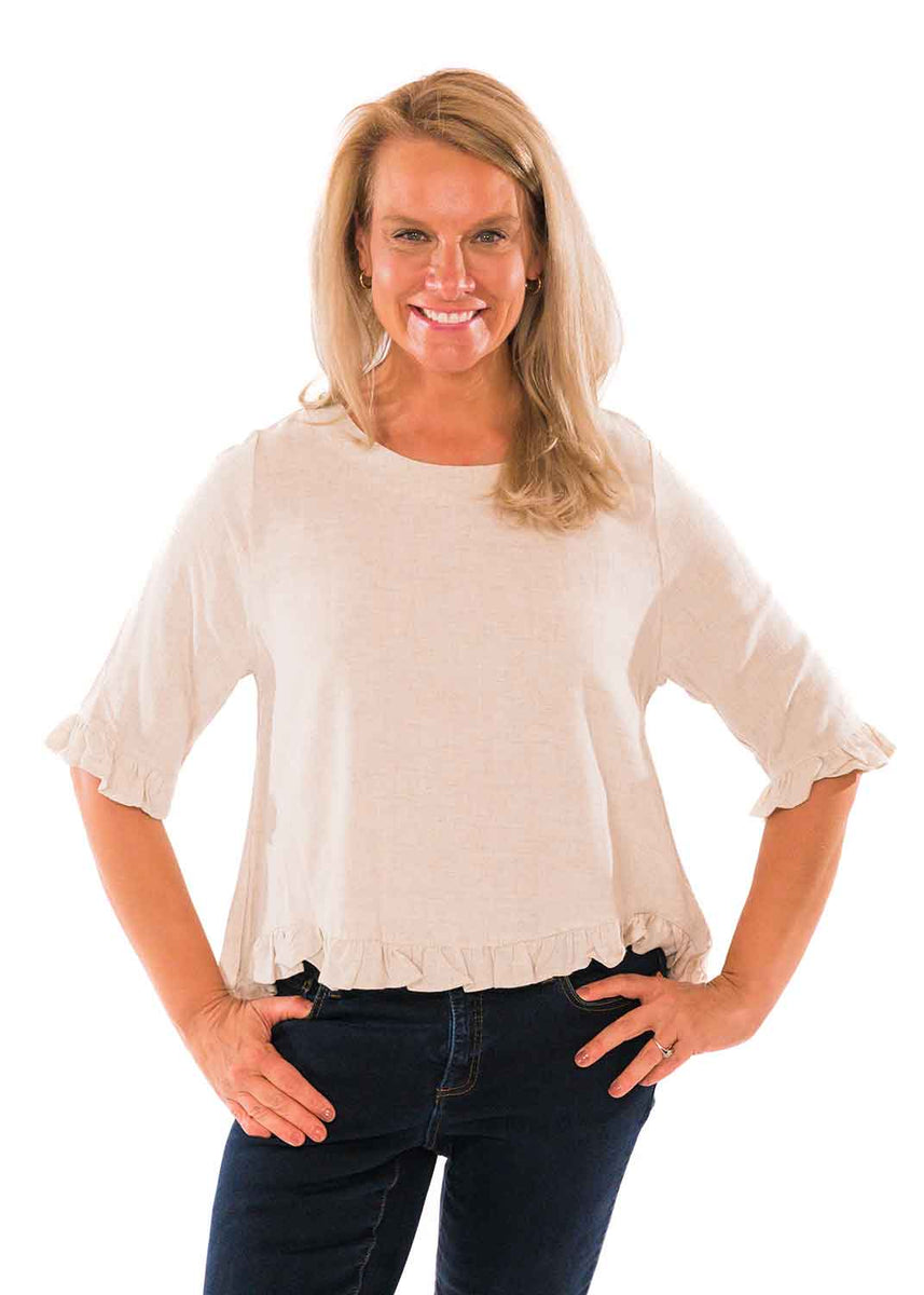 Trisha Tyler Hi Low Ruffle Top - Natural – Bailey Road